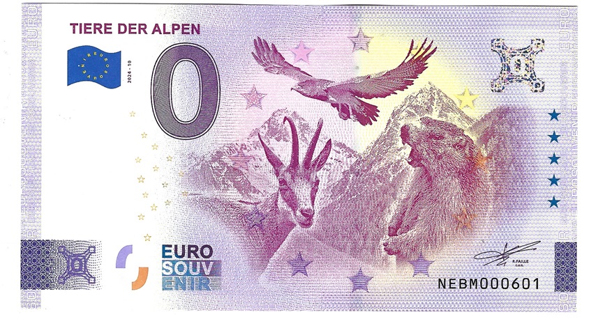 ANK.Nr.94 Tiere der Alpen 0 Euro Schein 2024-10 | Österreich | 0 Euro ...