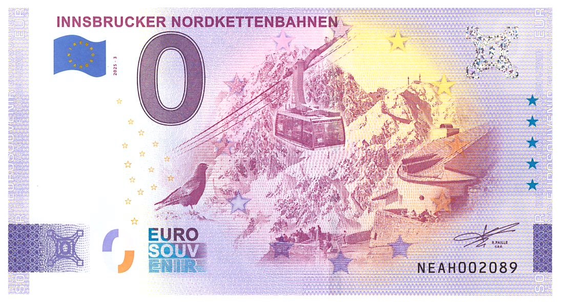 ANK.Nr.106 Innsbrucker Nordkettenbahnen 0 Euro Schein 2025-3 ...