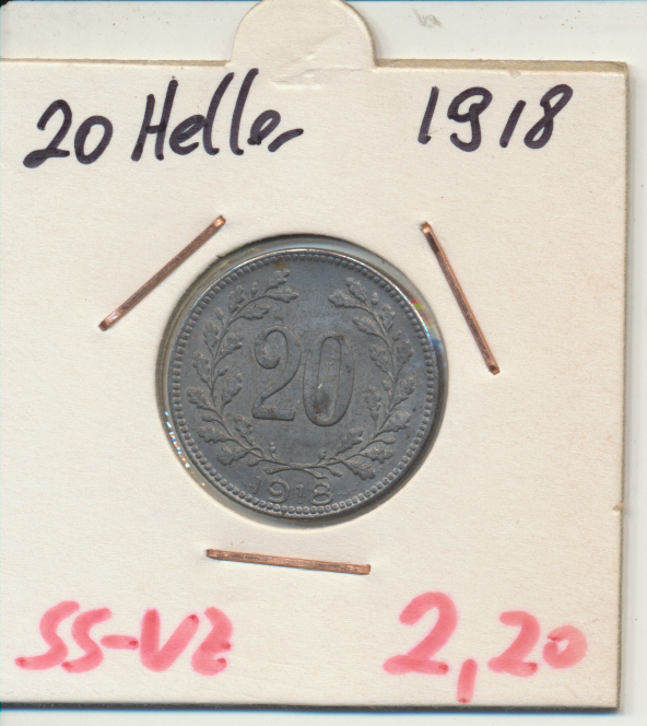 20 Heller 1918 | 20 Heller | Franz Joseph I. Kronenwährung ab 1892 | RDR Römisch deutsches Reich ...