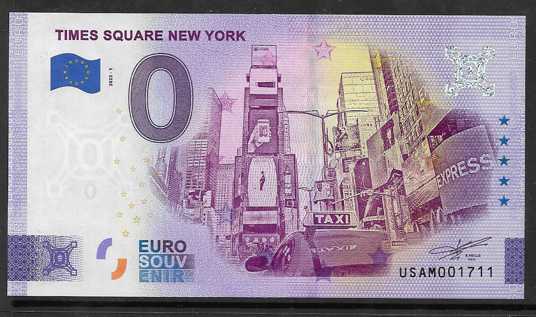 USA Time Square New York 2022-1 Unc 0 Euro Schein | Usa | 0 Euro ...