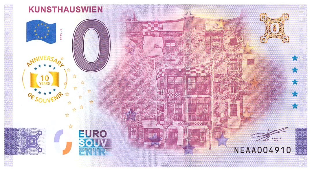 ANK.Nr.105 a Kunsthauswien 0 Euro Schein 2025-1 Anniversary ...